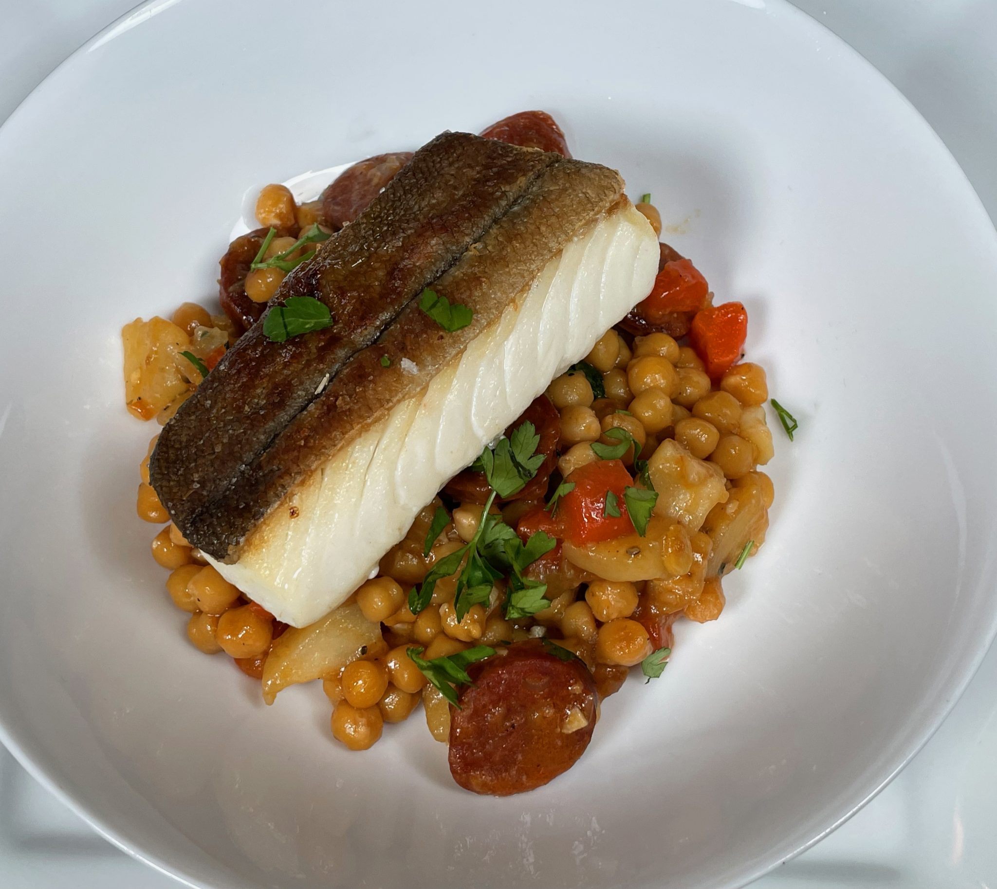 Haddock Loin with chickpea & chorizo stew - Seafresh